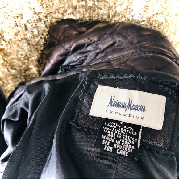 Neiman Marcus | Jackets & Coats | Neiman Marcus S Black Leather Quilted ...